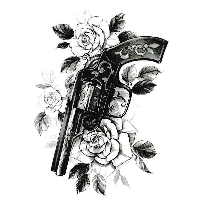 Rose And Gun Tattoo Designs